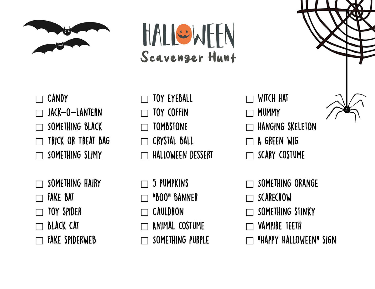 Free Printable Halloween Neighborhood Scavenger Hunt – Rock Paper Sprinkles